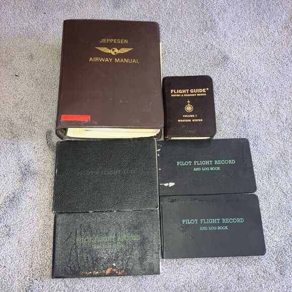 No Brand | Art | Pilot Flight Log Book Jeppesen Airway Manual Guide Lot Of 6 Vintage 4s 50s ...
